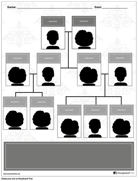 Yeni Ed Aile Ağacı Şablonu 2 Siyah Beyaz Storyboard