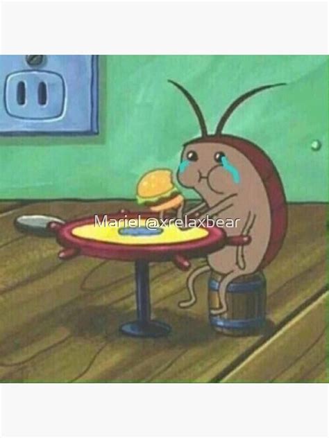 Lámina Artística Bob Esponja Cucaracha Llorando Comiendo Krabby Patty
