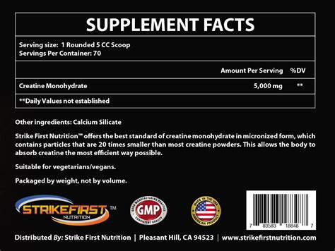 Creatine Monohydrate Micronized Strike First Nutrition
