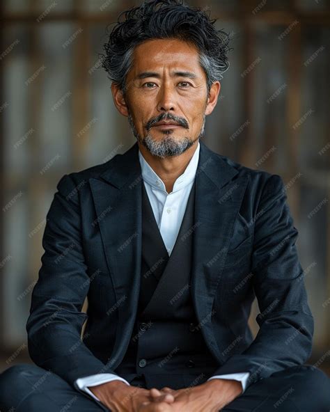 Premium Photo An Japanese Middle Age Men In A Solid Wallpaper