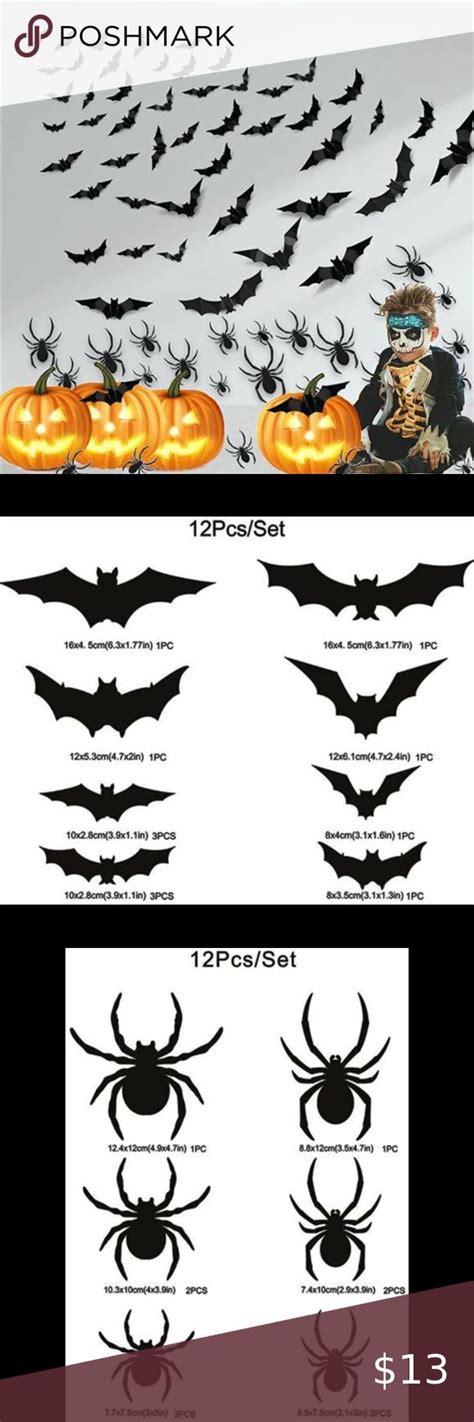 24pcs Spider And Bat Decals 3d Decals Pvc Material Spider