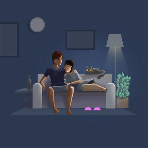Couple Cuddling On Couch Drawing