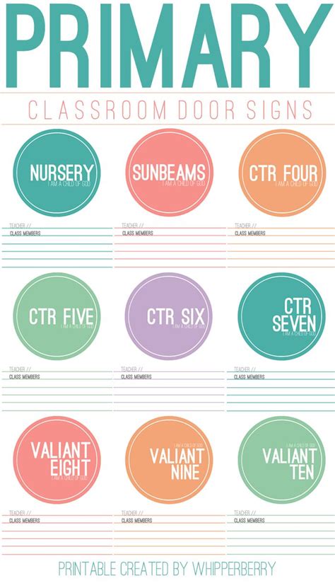 Lds Primary Classroom Printables