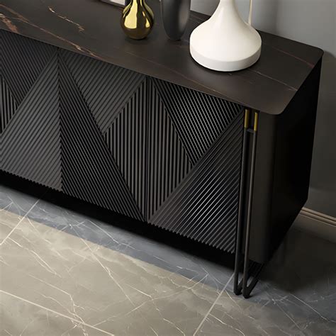 Contemporary And Modern Sideboard Stone Sideboard Table With Cabinets Black 59l X 16w X 33h
