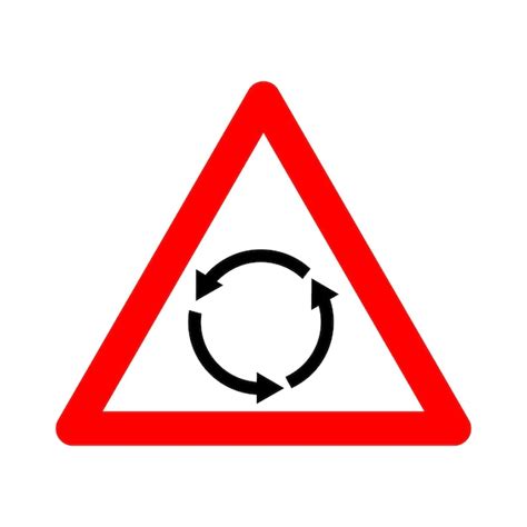 Premium Vector Roundabout Intersection Sign Warning Sign Crossing