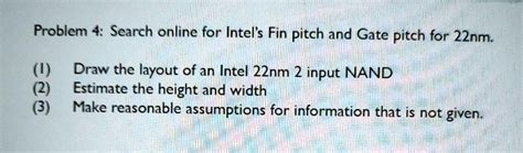 Problem Search Online For Intels Fin Pitch And Gate Pitch For 22nm Draw