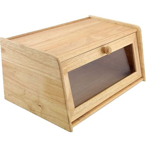 Wooden Clear Drop Front Bread Bin