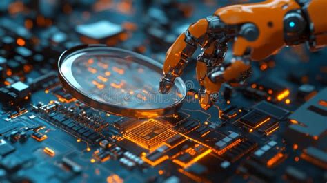 Robotic Hand Inspecting Circuit Board Technology Stock Illustration Illustration Of Software