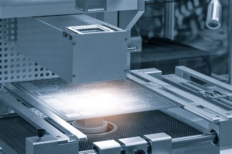Close Up Of Examining Of Test Sample Of Microchip Transistor Under The