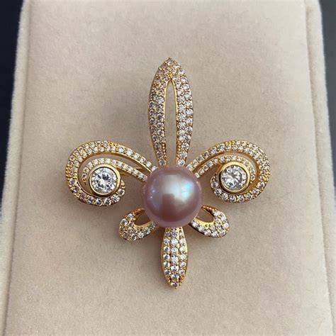 Pearl Jewelry 2mm Freshwater Edison Purple Pearl Fleur De Lis