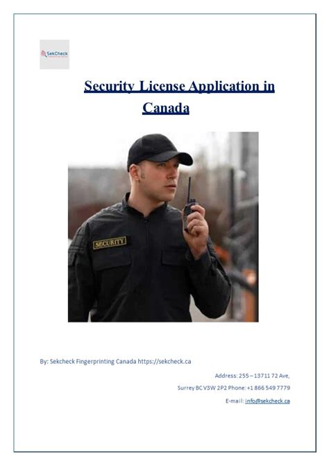 Security License Application In Canada Presentation Free To Download