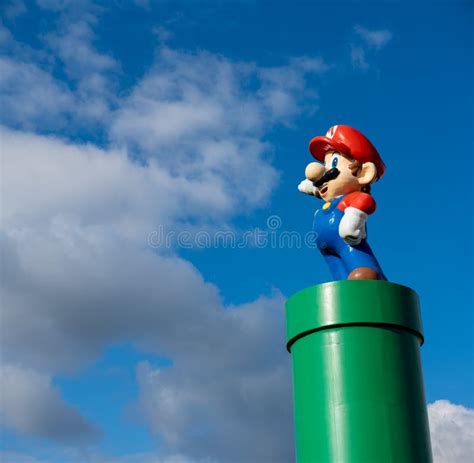Mario Statue On Top Of A Green Pipe Editorial Stock Image Image Of