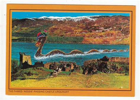 The Famed Nessie Loch Ness Monster Passing Castle Urquhart Postcard On