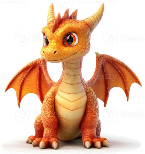 Cute Orange Dragon Character Digitally Rendered 60728964 Png