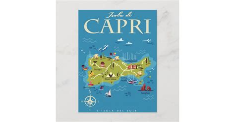 Capri Illustrated Map Postcard Zazzle