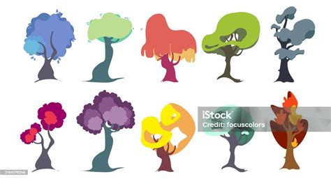 Tress Vector Set Of Flat Trees Forest And Bush Stock Illustration
