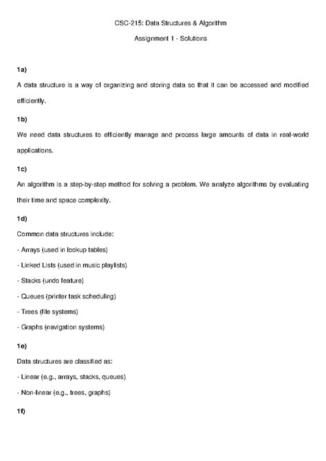 Cs101 Data Structures Algorithm Assignment 1 Solutions Studocu