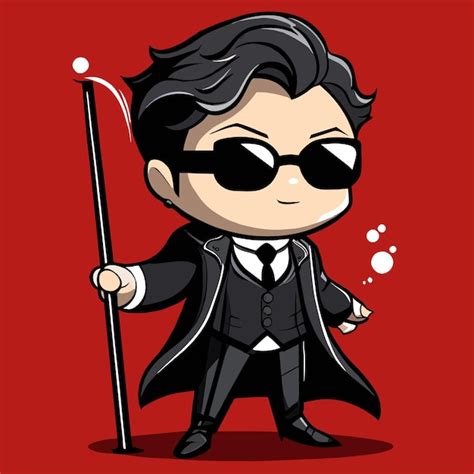 Premium Vector Cute Blind Man Illustration Glasses And Cane Cartoon