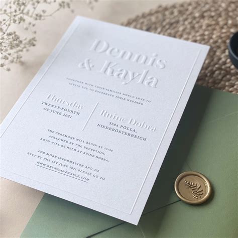 Eco Friendly Blind Embossed Wedding Invitations By Rodo Creative
