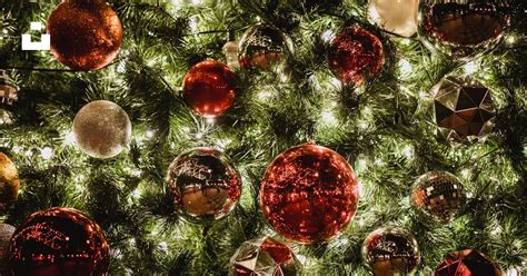 크리스마스 트리에 빨간색과 노란색 값싼 물건 공 사진 Unsplash의 무료 식물 이미지