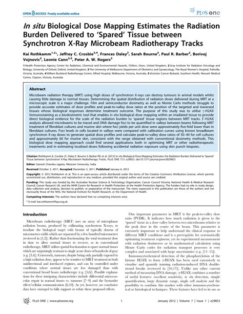 Pdf In Situ Biological Dose Mapping Estimates The Radiation Burden