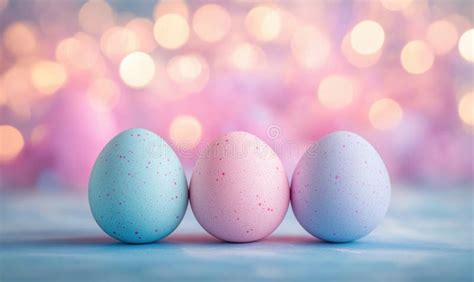 Colorful Pastel Easter Eggs With Speckled Patterns Against A Blurred
