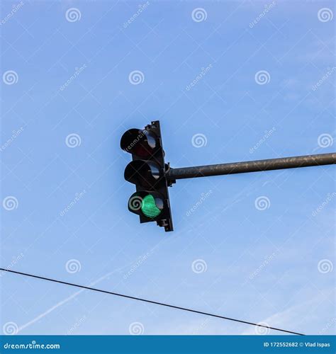 Red Signal Semaphore On The Railroad Train Is Coming Traffic Light Is