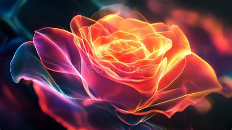 Fiery Rose Glowing Abstract Flower With Vibrant Colors Stock