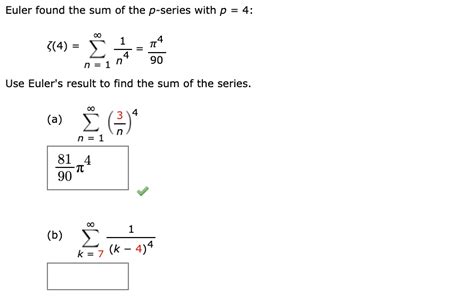 solved euler found the sum of the p series with p 4 00