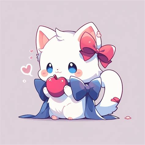Premium Ai Image Cute Cat With Apple