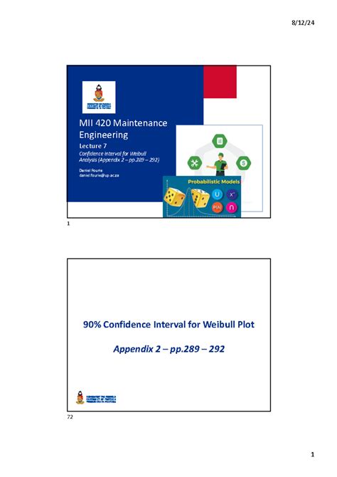 Lecture 7 Confidence Interval Weibull Analysis Mii 420 Maintenance