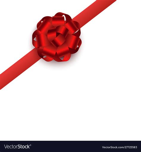 Red T Ribbon With Round Rosette Bow Realistic Vector Image