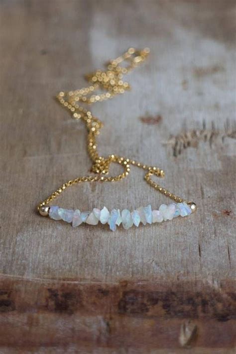 Raw Opal Necklace Dainty Real Opal Jewelry Fire Opal Necklace In