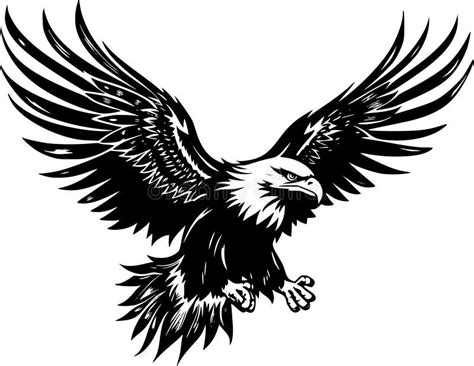 Majestic Eagle In Flight Black And White Illustration For Tattoo Design