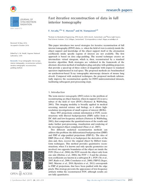 Pdf Fast Iterative Reconstruction Of Data In Full Interior Tomography