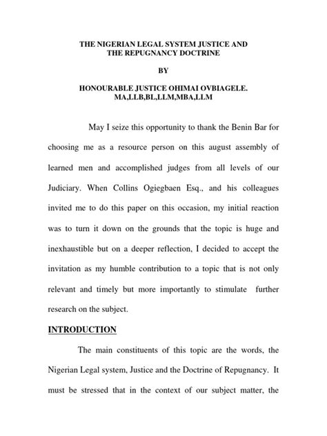 Nigerian Legal System And Repugnancy Doctrine Pdf Common Law Sharia