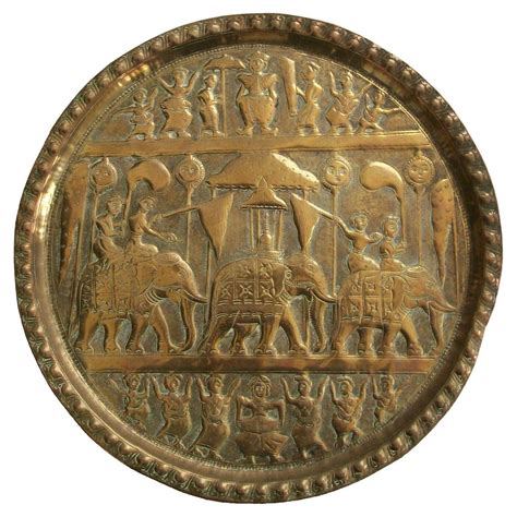 Vintage South Asian Brass Plate Hand Hammered 8 India Mid 20th Century For Sale At 1stdibs
