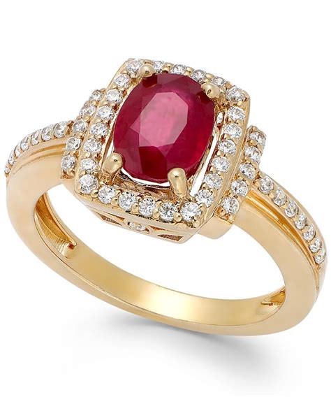 Macys Ruby 1 12 Ct Tw And Diamond 13 Ct Tw Ring In 14k