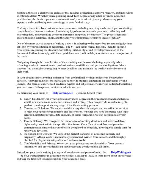 M Tech Thesis Format Pdf