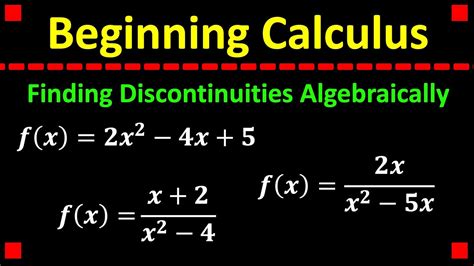 finding discontinuities algebraically in calculus 1 youtube