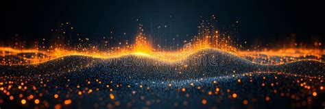 Abstract Digital Landscape Glowing Particles Dynamic Light Waves Futuristic Visualization