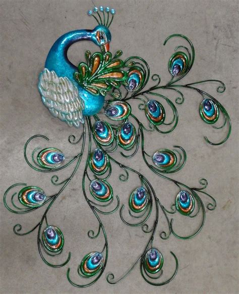 Pretty Peacock Wall Decor 30 Hanging Metal Sculpture Art Large Indoor