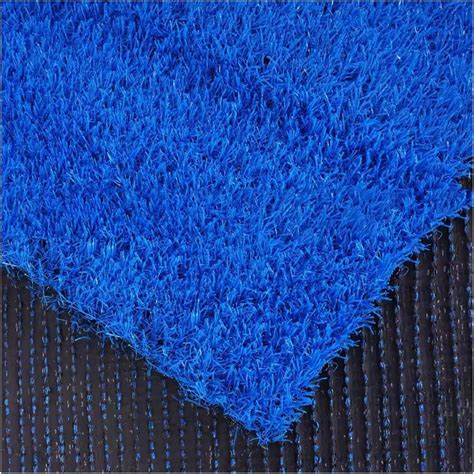 Garden Lawn Mat Drainage Blue Faux Turf Blue Artificial Grass Rug 0