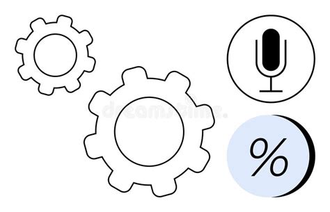 Gears And Microphone Symbols Representing Technology Communication