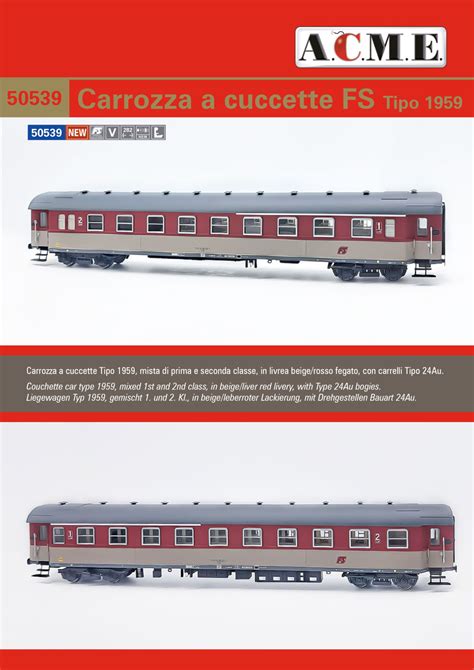 Acme Anonima Costruzioni Modellistiche Esatte Fs Type 1959 1st Class 2nd Couchette Coach