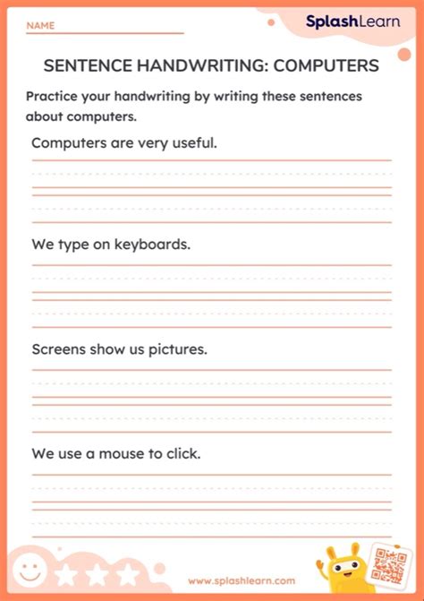 Sentence Handwriting Computers — Printable Ela Worksheet