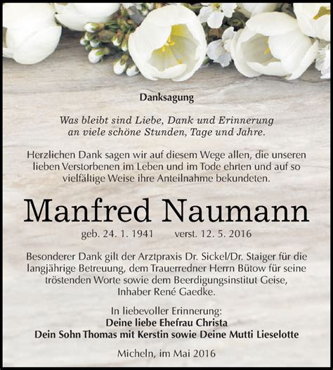 Traueranzeigen Von Manfred Naumann Abschied Nehmen De