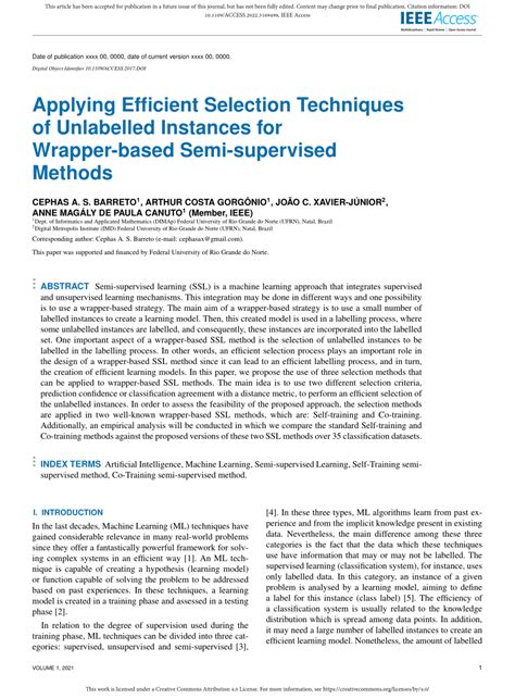 Pdf Applying Efficient Selection Techniques Of Unlabeled Instances