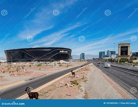 Morning View Of The Almost Finished Allegiant Stadium With The Strip