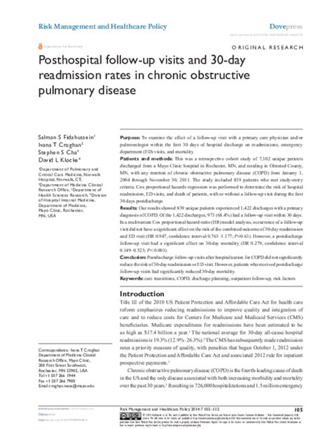 Pdf Copd Readmissions And Follow Up